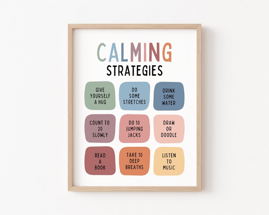 Calming Corner Strategies Poster Chart Therapy Office Decor - Etsy Canada