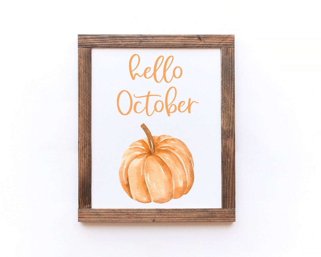 Hello October Printable, Fall Printable Art, Rustic Fall Print, Fall ...