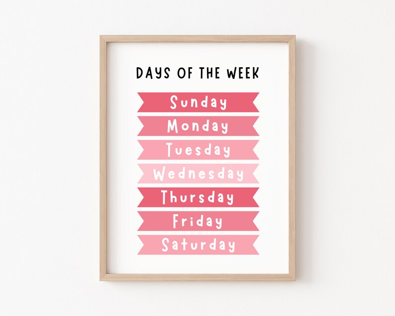 Set of 6 Pink Educational Posters Pink Girls Wall Decor Pink - Etsy