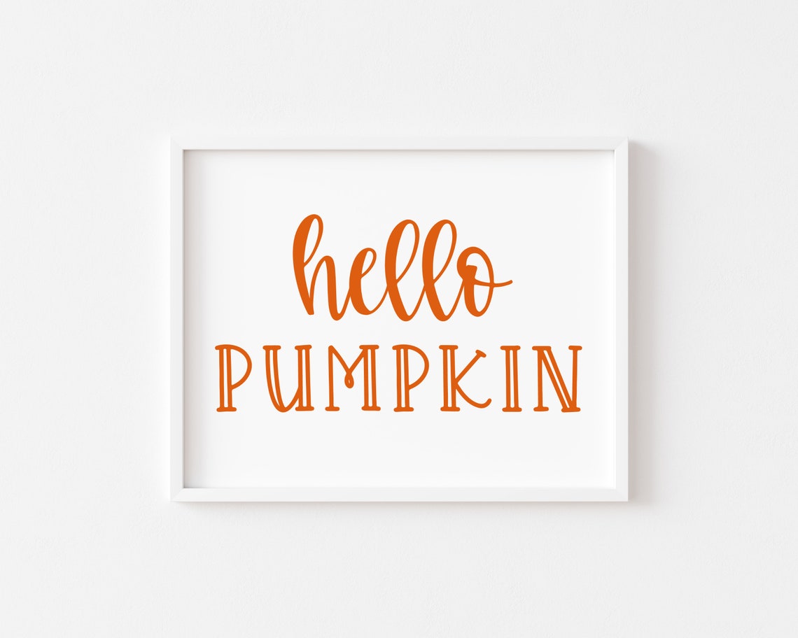 Hello Pumpkin Fall Print Fall Printable Art Rustic Fall | Etsy