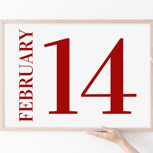 February 14 Printable Wall Art, Minimalist Valentine Art, February 14 ...