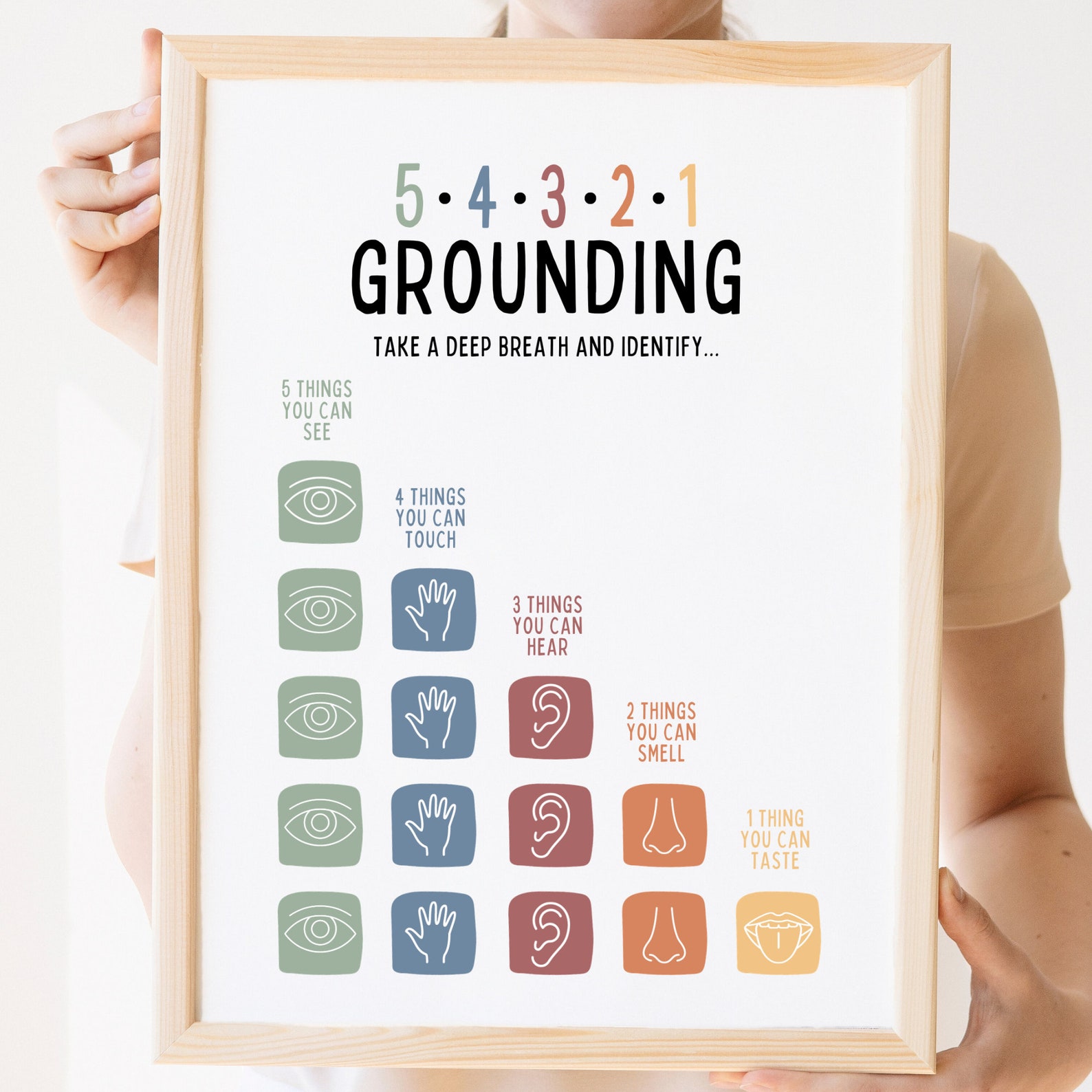Grounding Technique Exercise Poster 54321 for Anxiety Management School ...