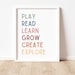 Play Read Learn Grow Create Explore Playroom Wall Decor Boho Classroom ...