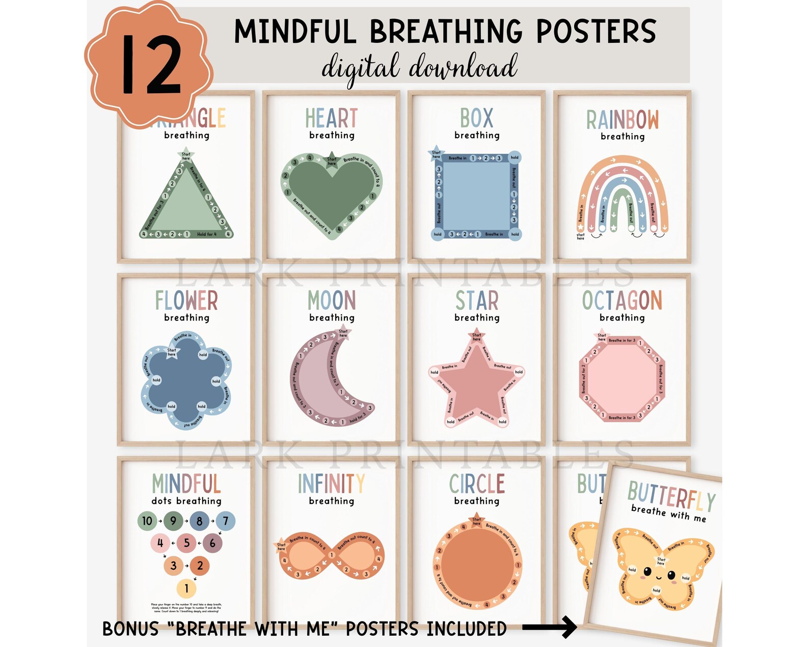 Mindful Breathing Posters for Kids, Classroom Posters, Calm Down Corner ...