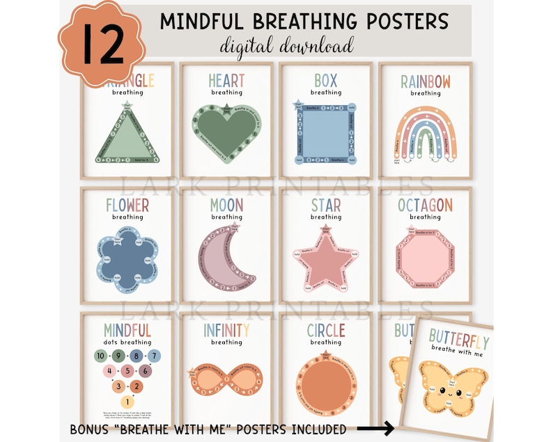 Mindful Breathing Posters for Kids, Classroom Posters, Calm Down Corner ...
