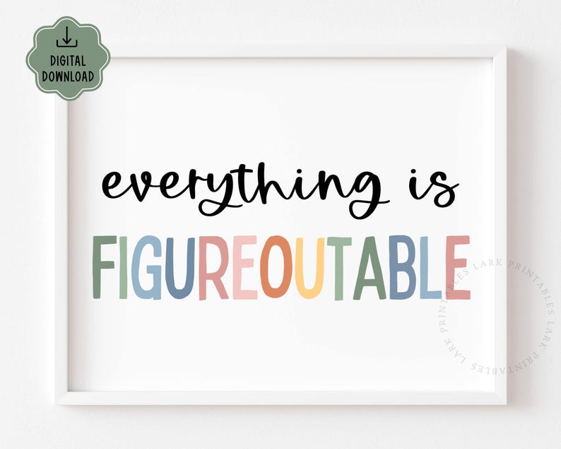 Everything is Figureoutable Quote Printable Poster Positive Affirmation ...
