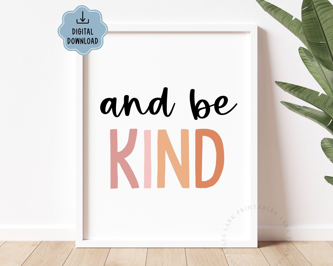 Work Hard and Be Kind Printable Poster, Classroom Decor, Motivational ...