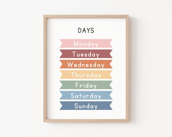 Days of the Week Poster Kindergarten Poster Preschool Printable ...