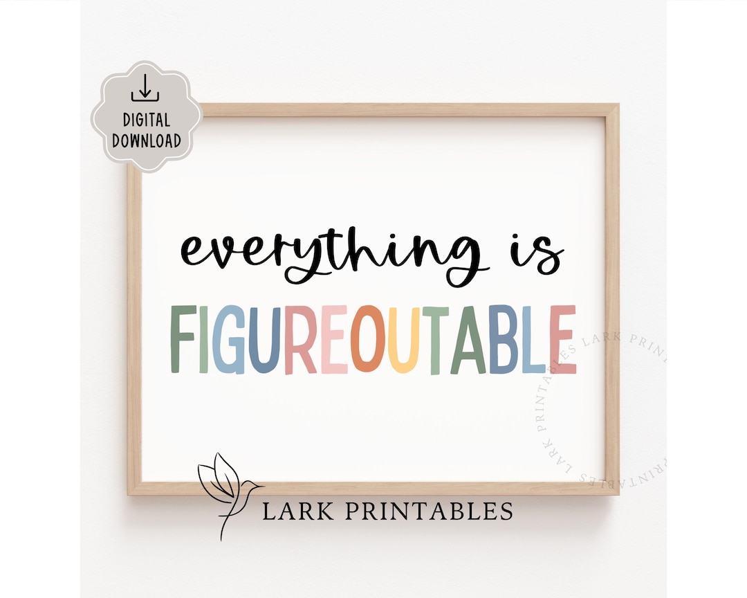 Everything is Figureoutable Quote Printable Poster Positive Affirmation ...