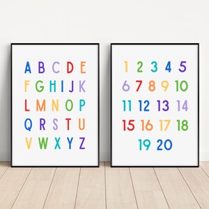 Set of 2 Playroom Printables, Alphabet Poster, ABC Poster, 123 Print ...