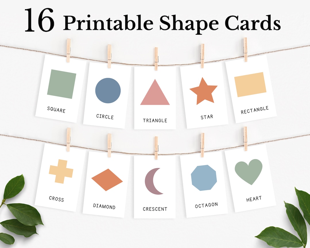 16 Shape Flash Cards, Geometric Shapes, Preschool Montessori Materials ...