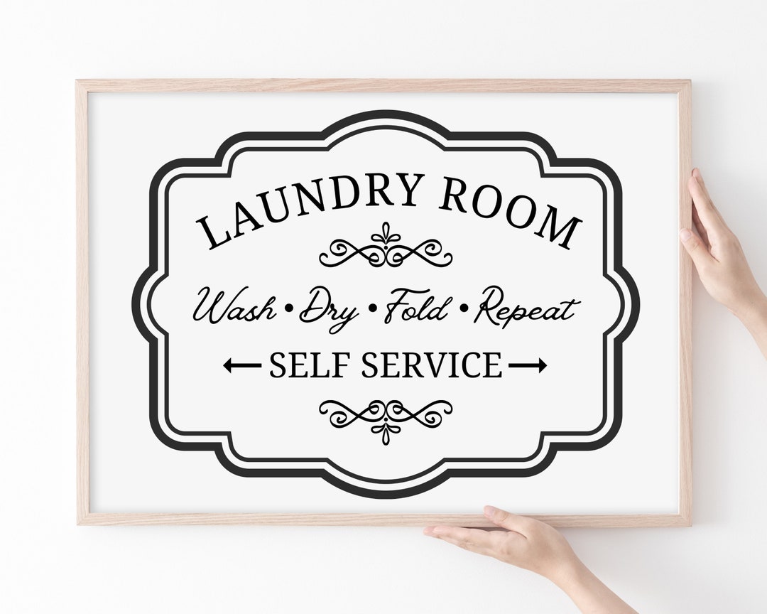 Laundry Room Sign, Laundry Printable, Wash Dry Fold Repeat, Laundry ...
