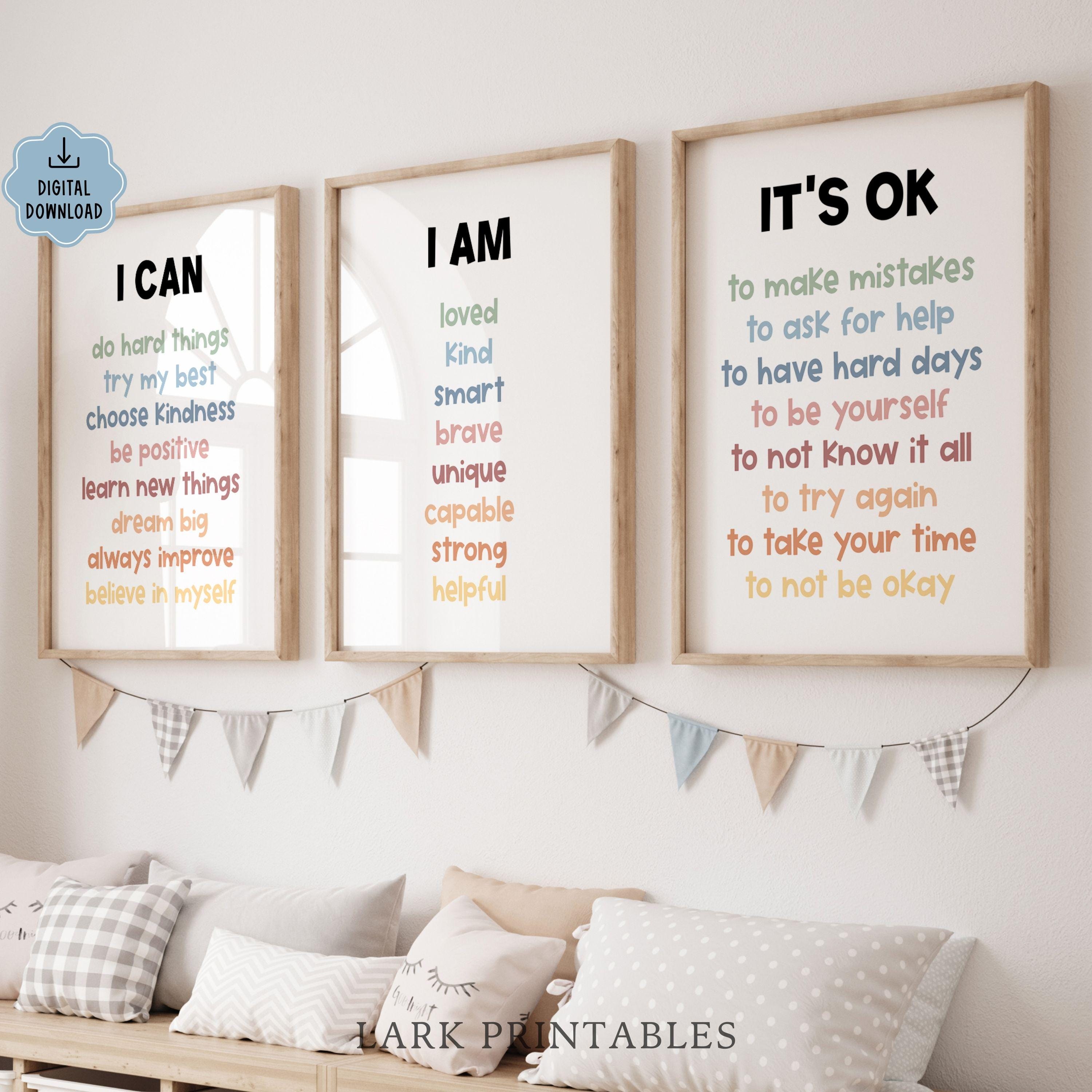 Kids Affirmation Poster, Set of 3 Positive Affirmations Bundle ...