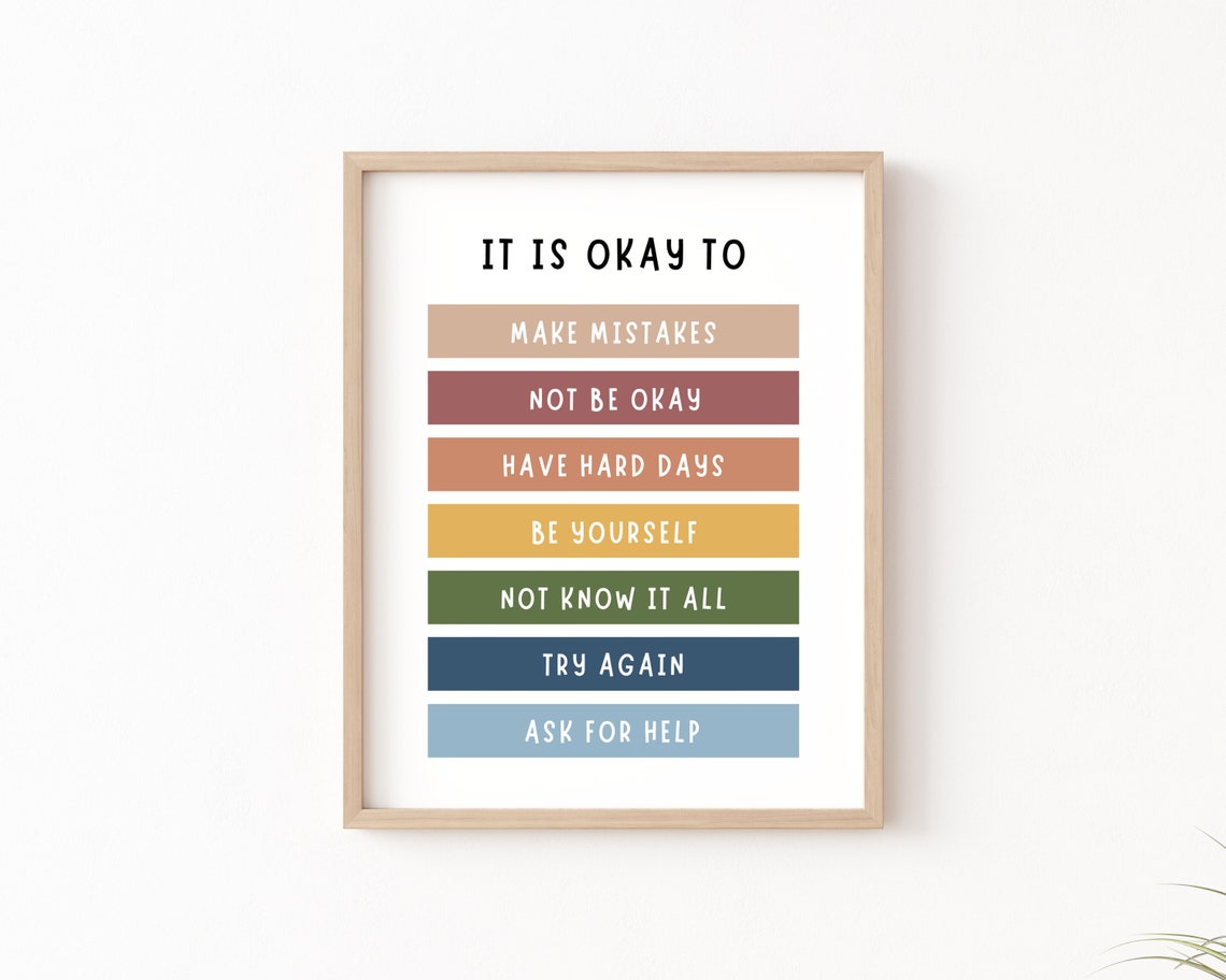 It's Okay to Not Be Okay Poster Boho Classroom Decor - Etsy