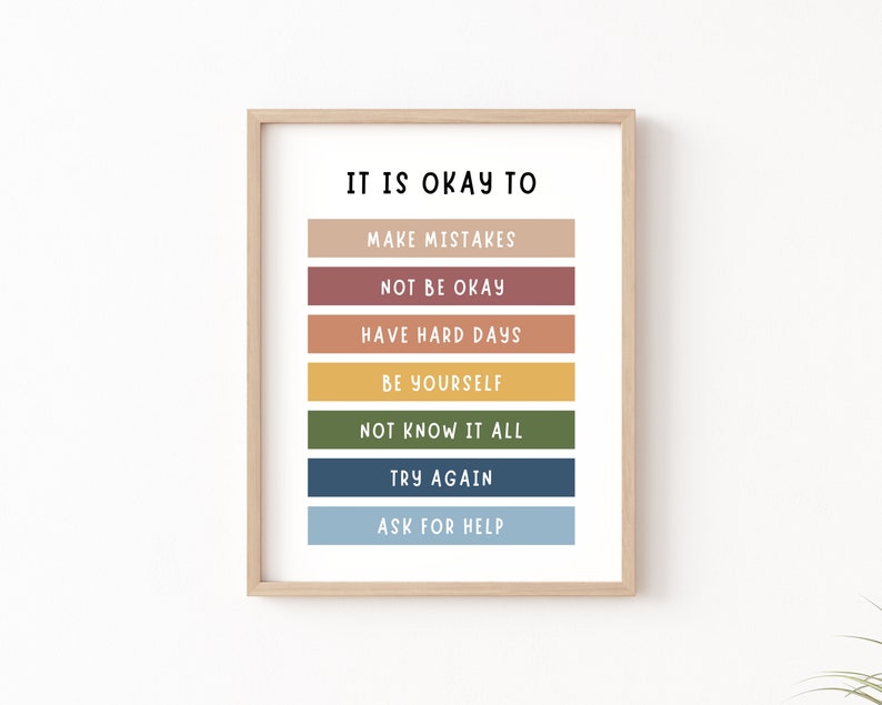 It's Okay to Not Be Okay Poster Boho Classroom Decor - Etsy