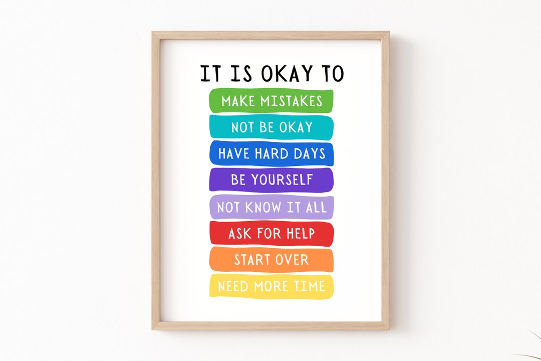 It's Okay to Not Be Okay Poster, Motivational Kids Art, Classroom ...