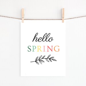 Hello Spring Printable, Printable Wall Art, Hello Spring Sign ...