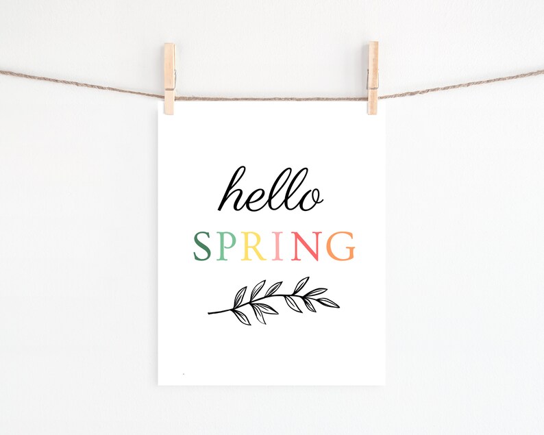Hello Spring Printable, Printable Wall Art, Hello Spring Sign ...