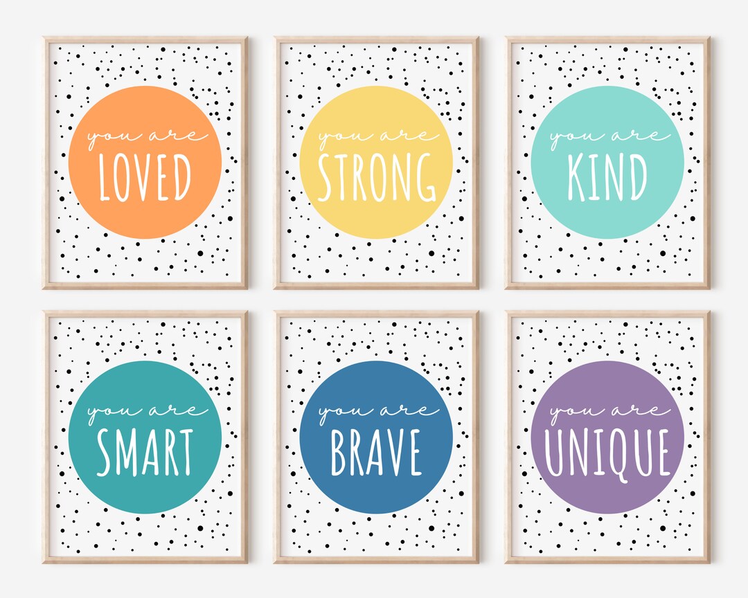 Positive Affirmations for Kids Set of 6 Printables, Affirmation Wall ...