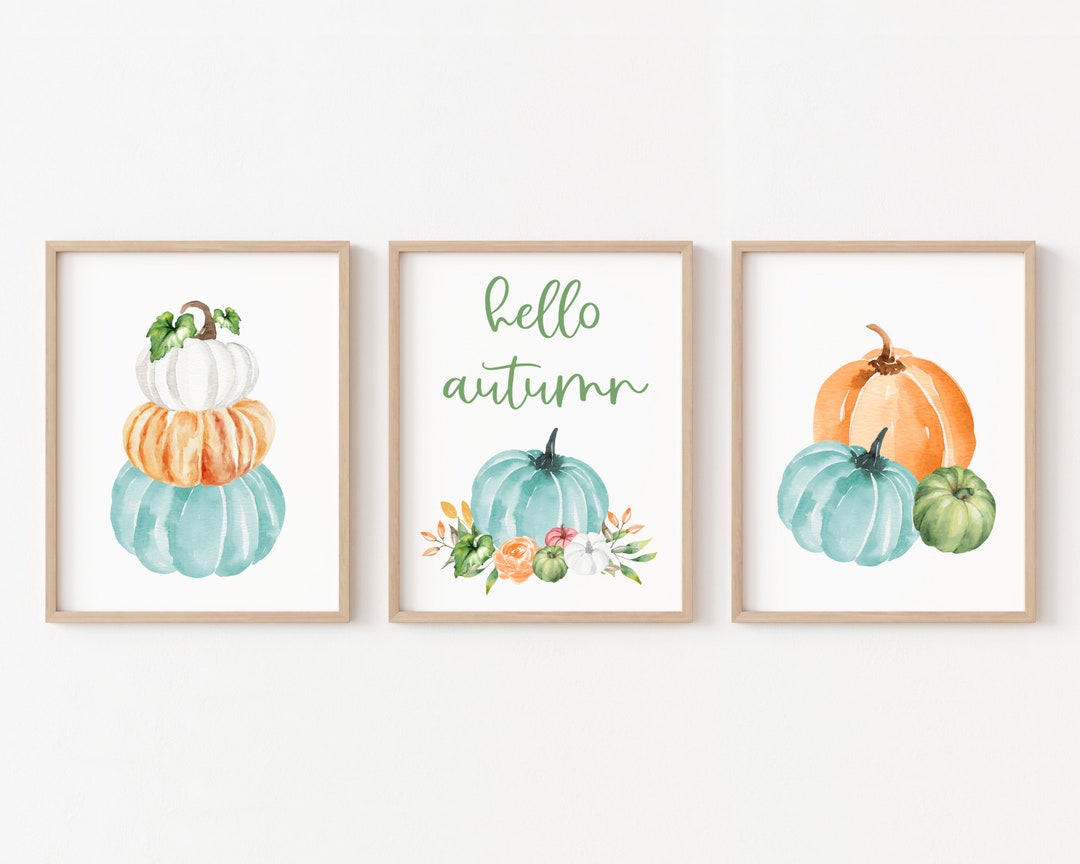 Hello Autumn Printable, Fall Printables Set of 3, Fall Wall Decor ...