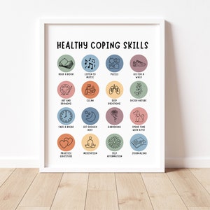 Healthy Coping Skills Poster, Therapy Office Decor, Stress Mangement ...