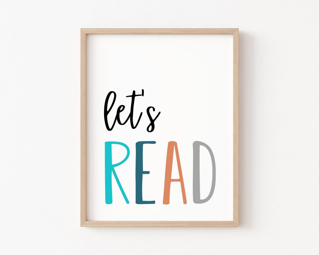 Let's Read Sign, Playroom Printable, Kids Read Wall Art, Playroom ...