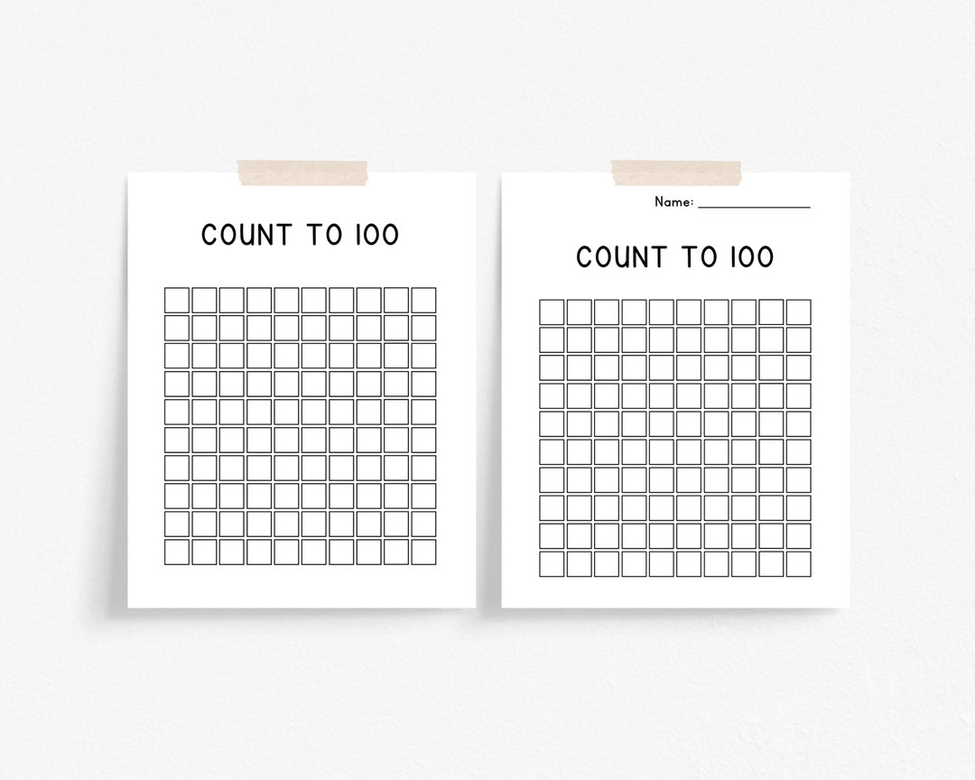 Count to 100 Math Worksheet Chart Printable Practice Educational ...