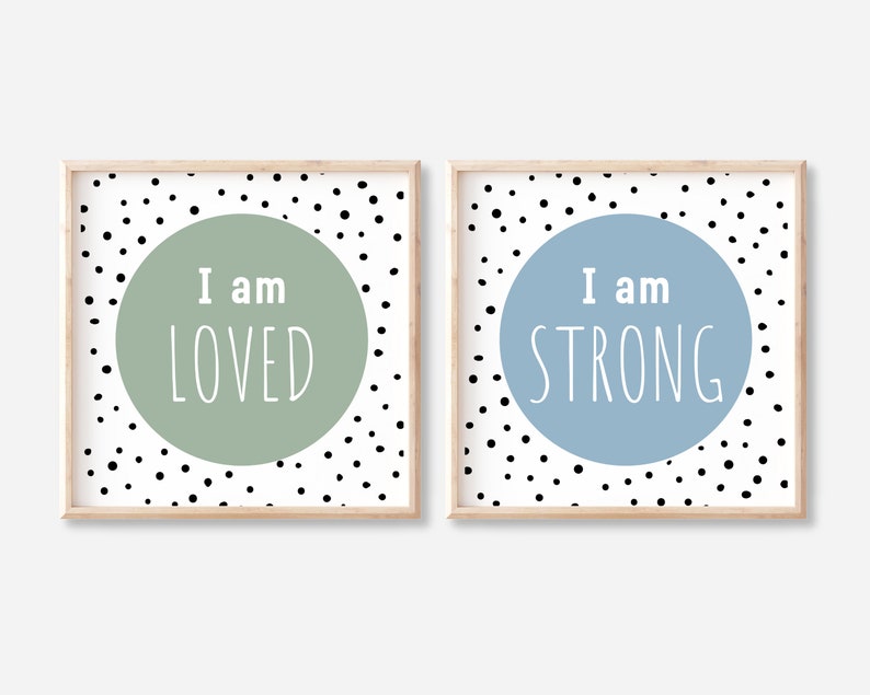 Set of 9 Square Nursery Prints, Positive Affirmations for Kids, Boho ...