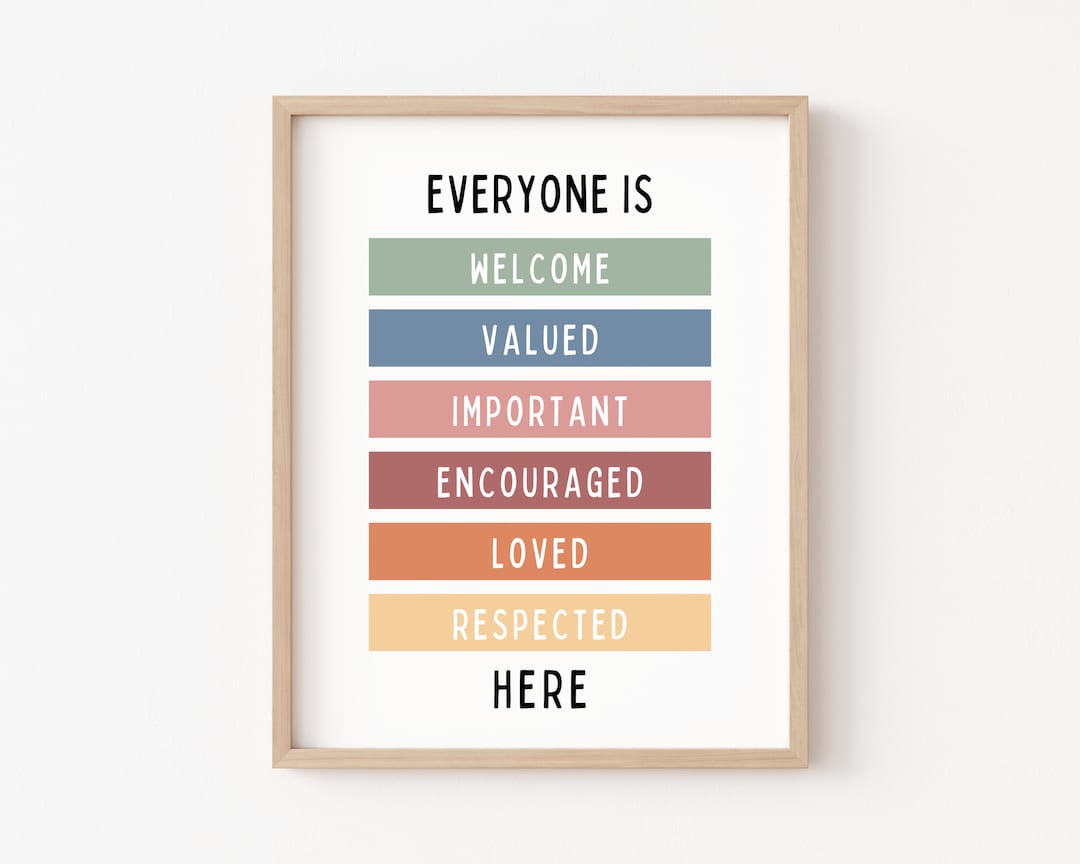 Everyone is Welcome Here Print Mental Health Poster Boho Classroom ...