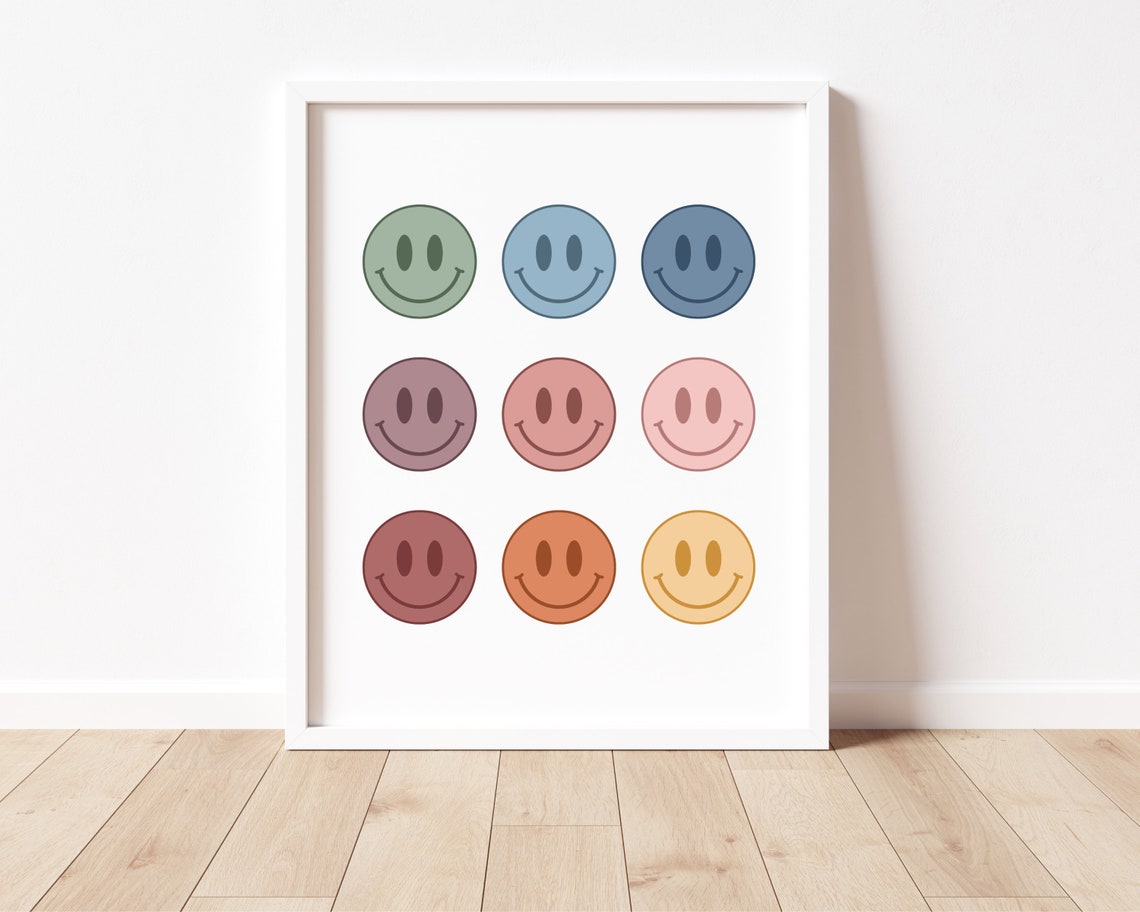 Smiley Face Poster, Retro Kids Decor, Groovy Boho Classroom Posters ...
