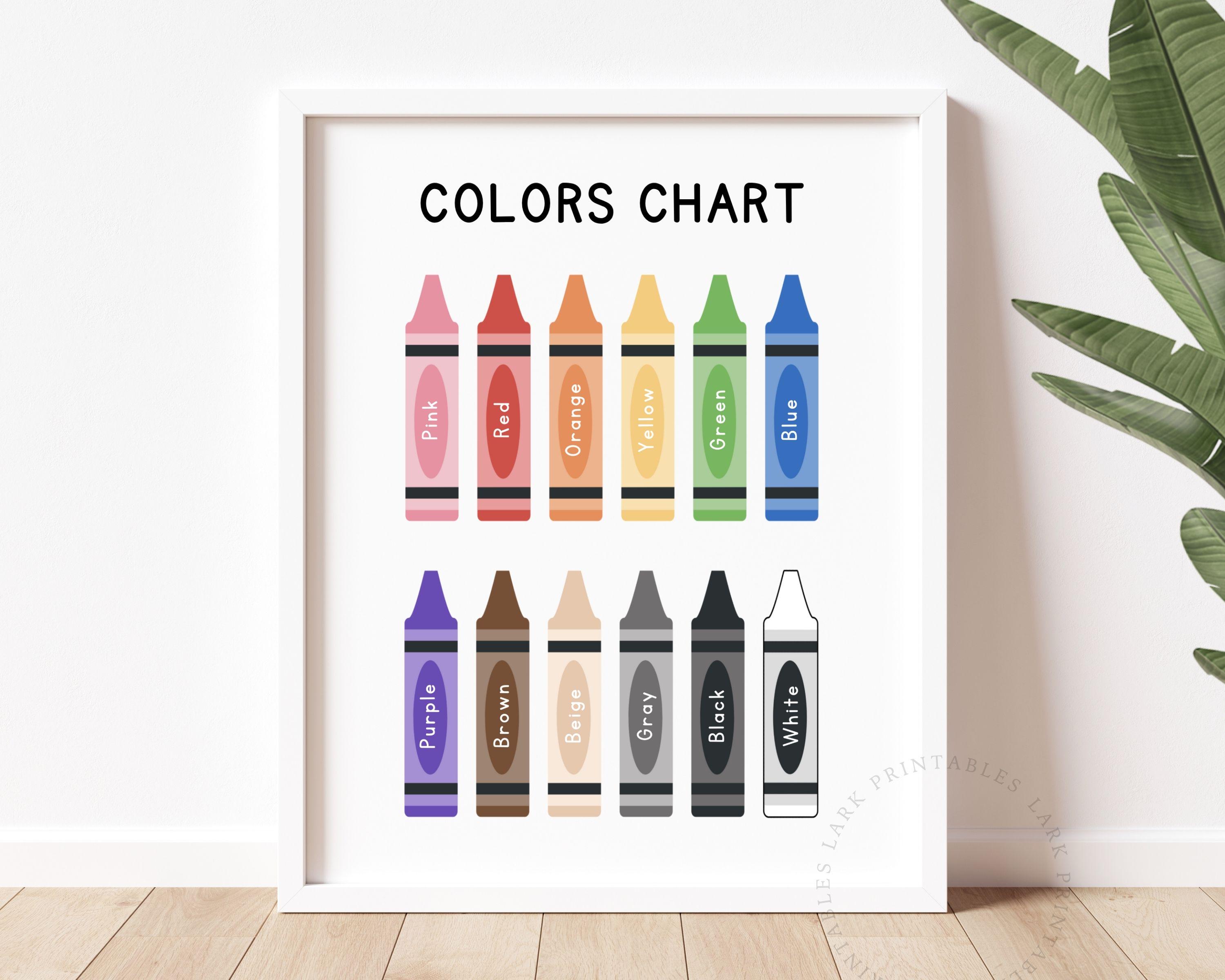 Colors Poster Printable, Colors Chart, Educational Toddler Learning ...