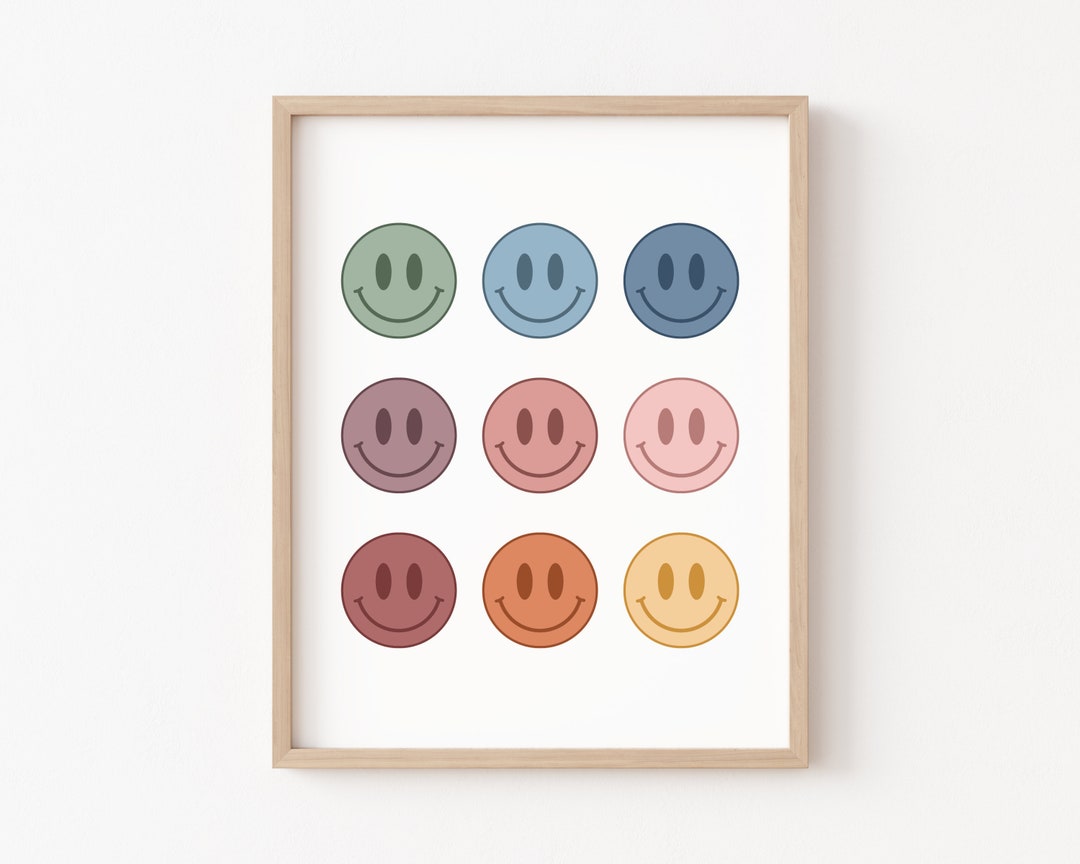 Smiley Face Poster, Retro Kids Decor, Groovy Boho Classroom Posters ...