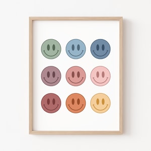 Smiley Face Poster, Retro Kids Decor, Groovy Boho Classroom Posters ...
