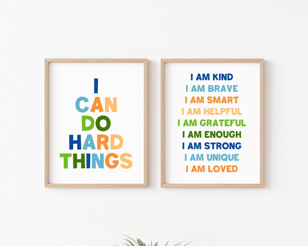 Boys Room Wall Prints, Set of 2 Playroom Prints, Affirmations for Kids ...