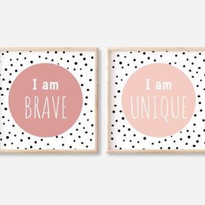 Set of 9 Square Nursery Prints, Positive Affirmations for Kids, Boho ...