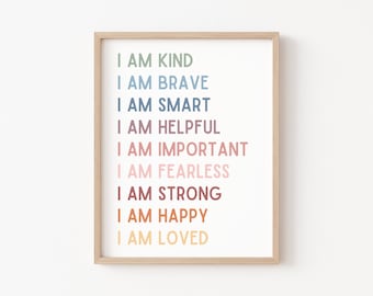 Affirmations for Kids, Classroom Posters, I Am Affirmations, Playroom ...