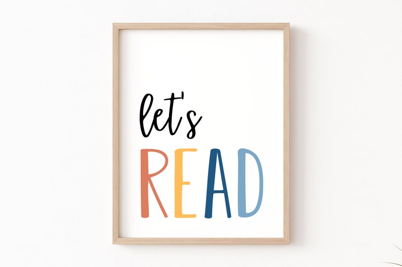 Let's Read Sign, Playroom Printable, Kids Read Wall Art, Playroom ...