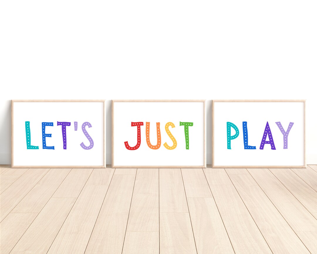 Set of 3 Playroom Prints, Playroom Sign Nursery Wall Art, Let's Play ...