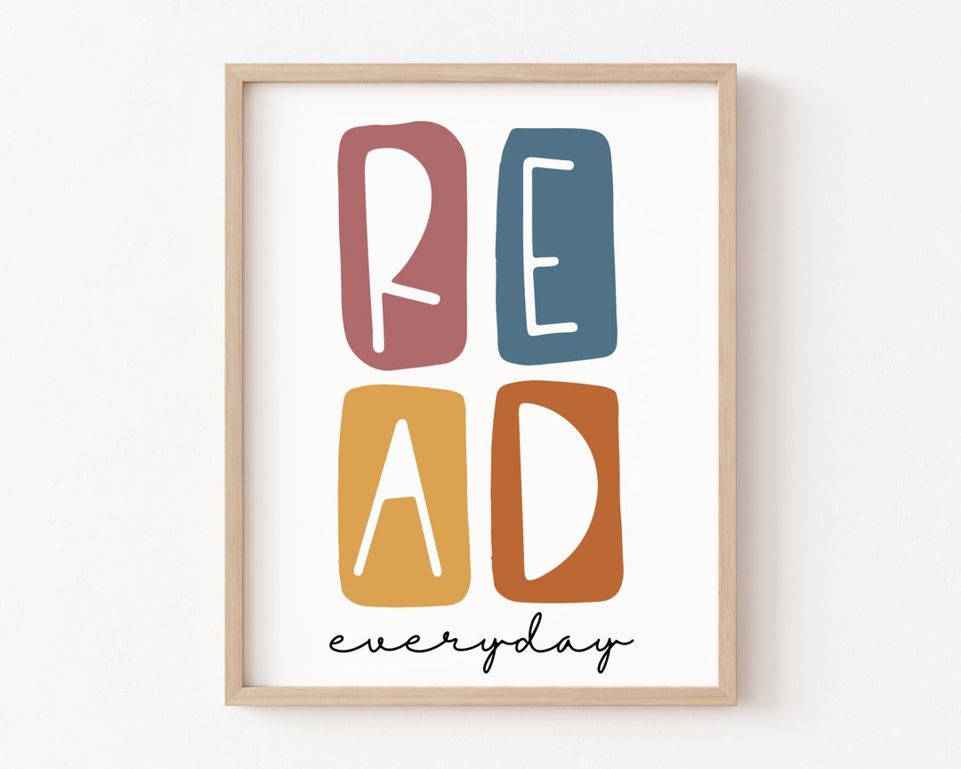 Read Everyday Printable, Classroom Posters, Reading Corner, Boho ...