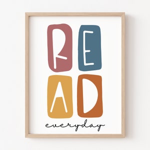 Read Everyday Printable, Classroom Posters, Reading Corner, Boho ...