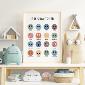 It's Okay to Feel, Boho Classroom Decor, Feelings Chart Poster, My ...