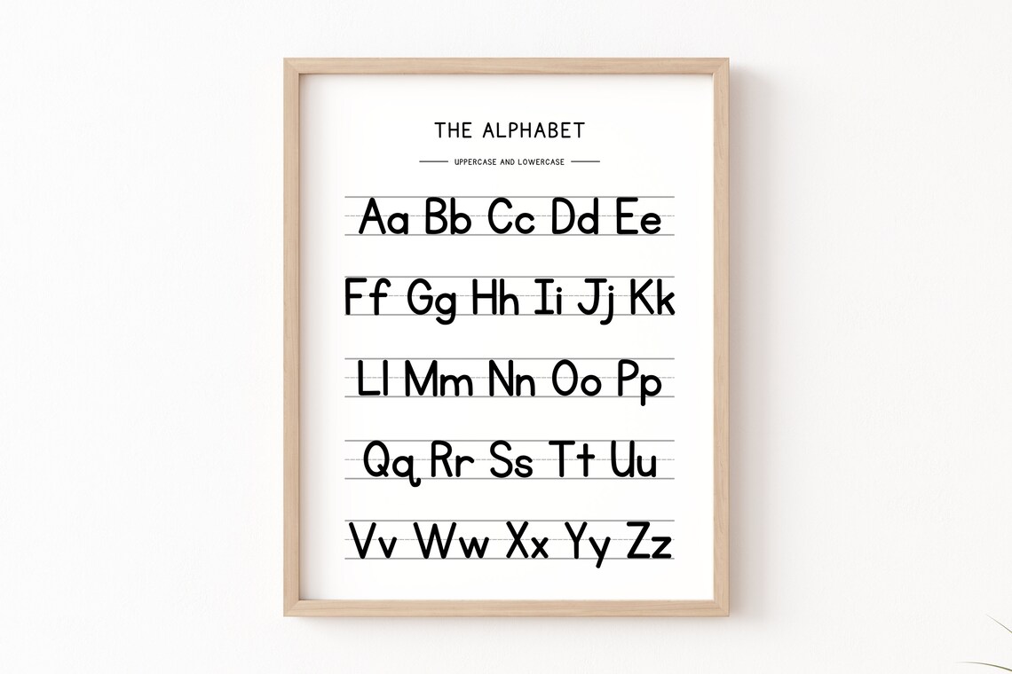 Alphabet Poster, Handwriting Chart Print, Educational Wall Art ...