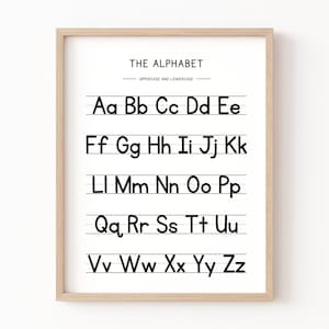 Alphabet Poster, Handwriting Chart Print, Educational Wall Art ...