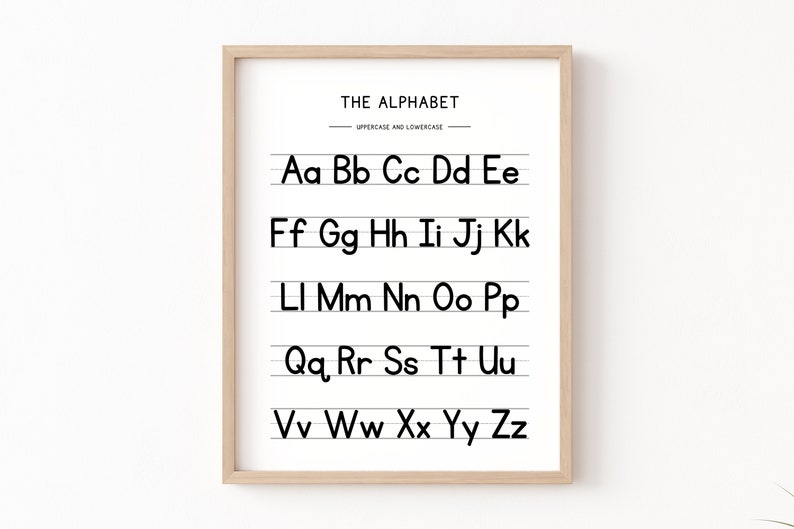 Black and White Alphabet Poster Neutral Nursery Print Alphabet - Etsy