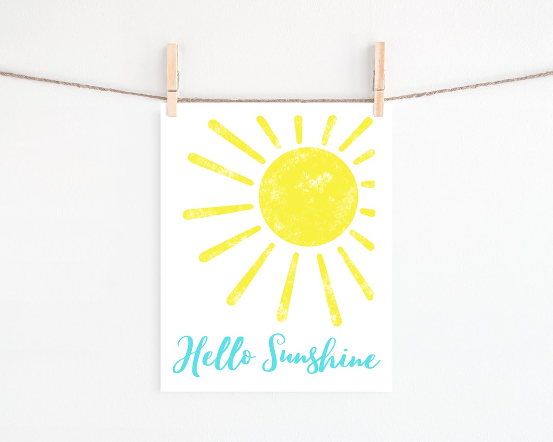 Hello Sunshine Print, Summer Printable Poster, Sun Print Digital ...