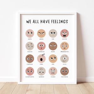It's Okay to Feel, Boho Classroom Decor, Feelings Chart Poster, My ...