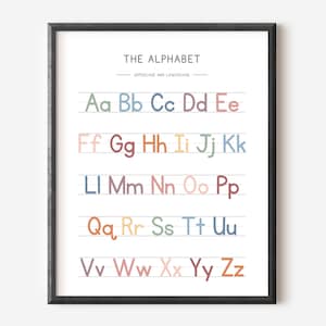 Rainbow Alphabet Poster, Handwriting Chart Print, Educational Wall Art ...