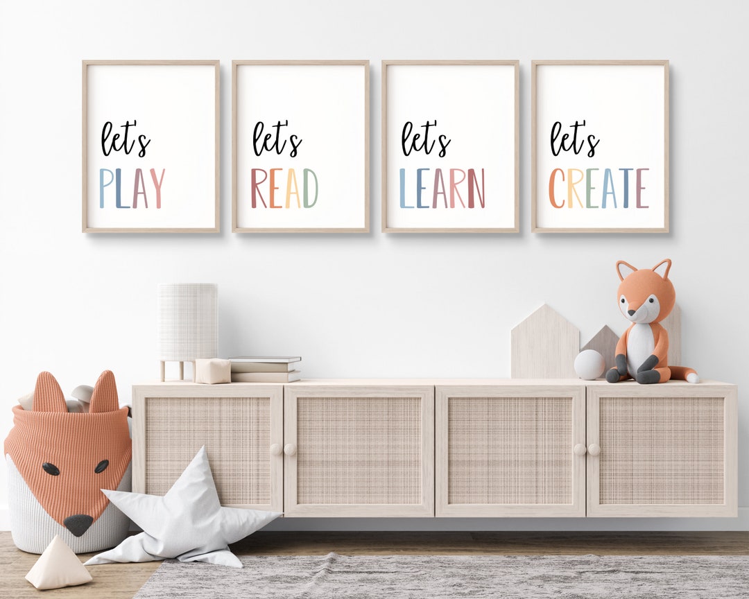 Let's Play Let's Read Let's Learn Let's Create Set of 4 Playroom Prints ...