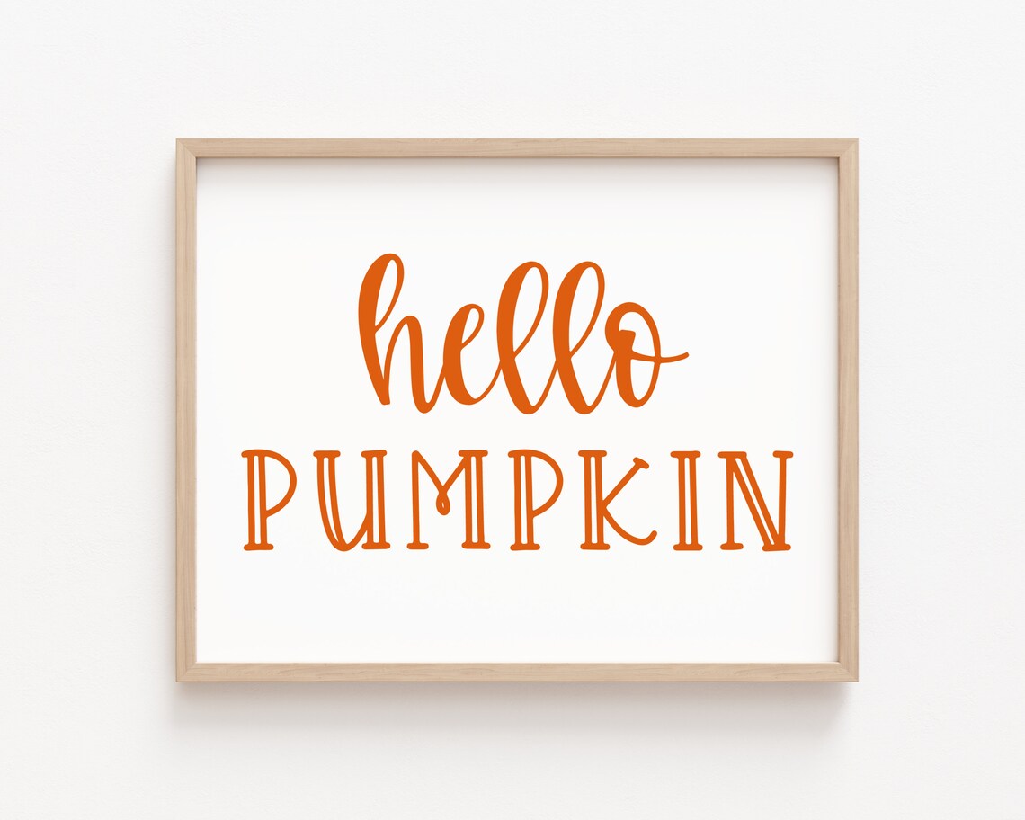 Hello Pumpkin Fall Print Fall Printable Art Rustic Fall | Etsy