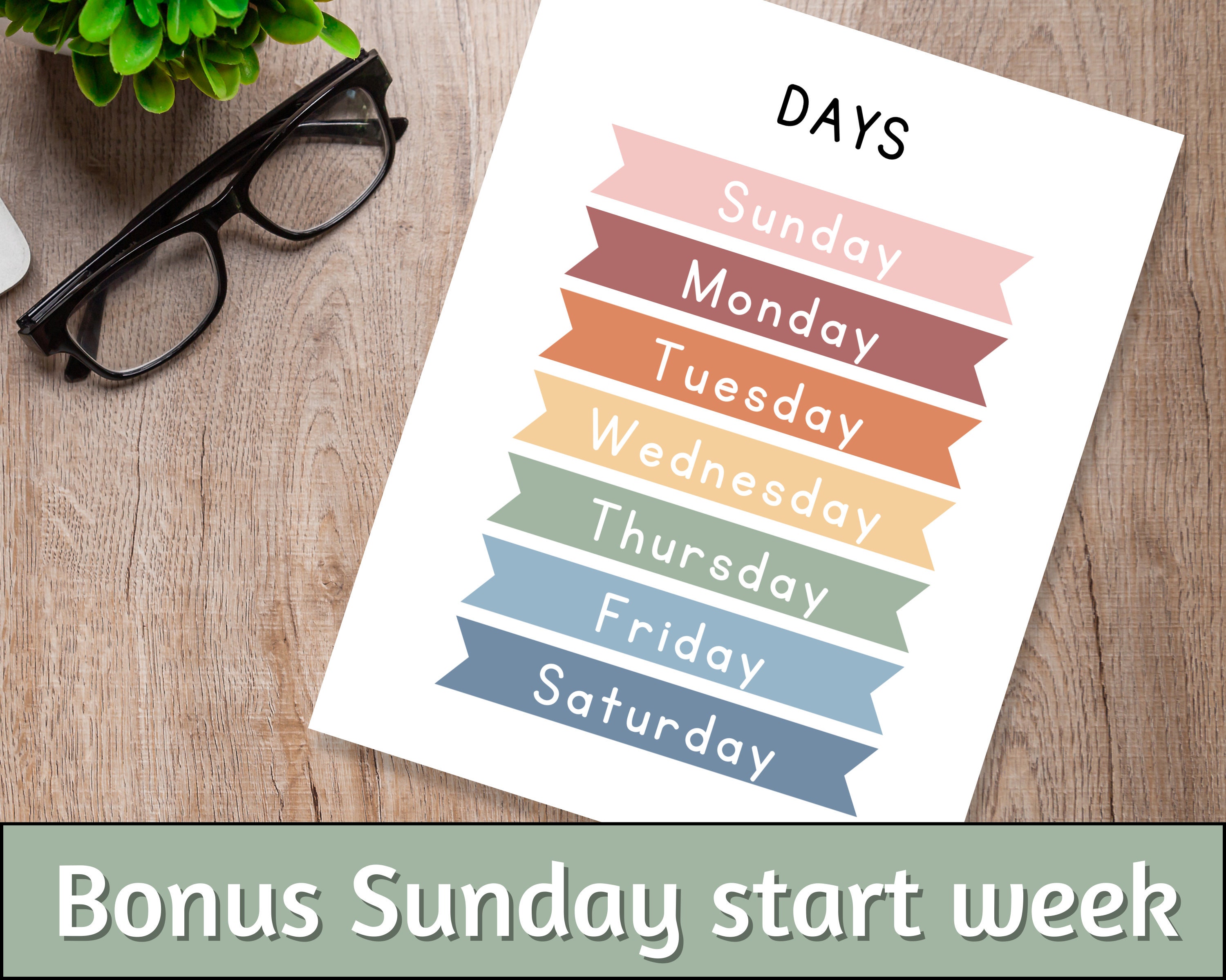 Days of the Week Poster, Educational Wall Art, Kindergarten Preschool ...